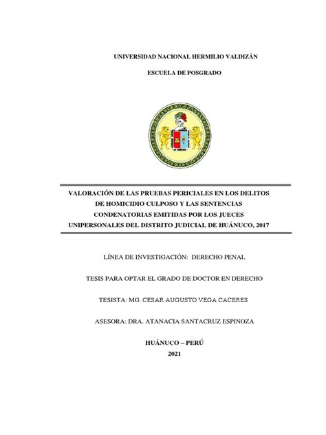 Valoración De Las Pruebas Periciales En Los Delitos Homicidio Culposo
