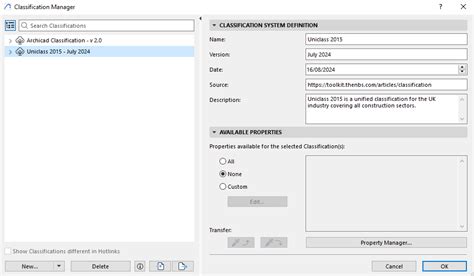 how to add a classification set to archicad support site