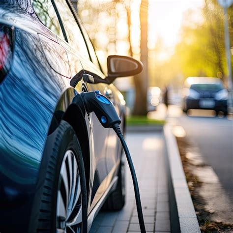 Premium Ai Image Charging Cable Attached To Ev
