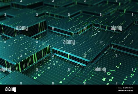 Network Blockchain Binary Code Blocks Of Information Encoding And
