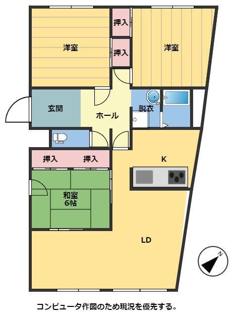 【ハトマークサイト宮崎】北海道小樽市桜1丁目の サーム桜壱丁目弐番館 412 3ldk 中古マンション