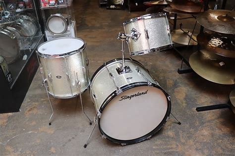 Slingerland Stage Band 3pc Drum Set Kit Silver Sparkle Reverb