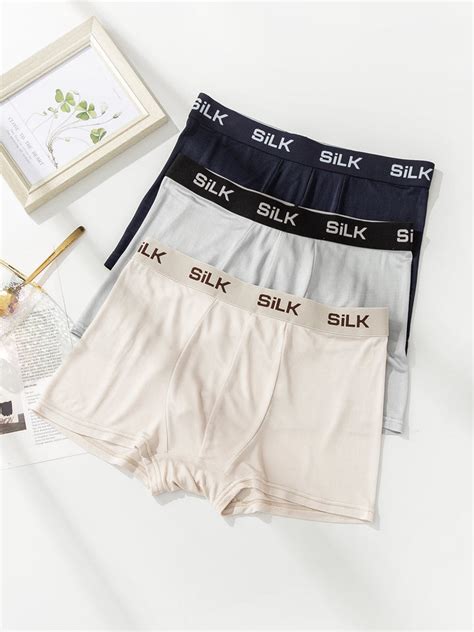 Silksilky Breathable Silk Boxer Brief 3pcs Mens Brief Underwear Silksilky