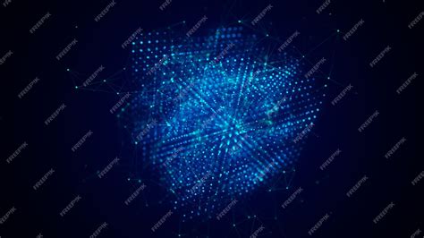 Premium Photo Futuristic Cube With Connected Particles In Cyberspace