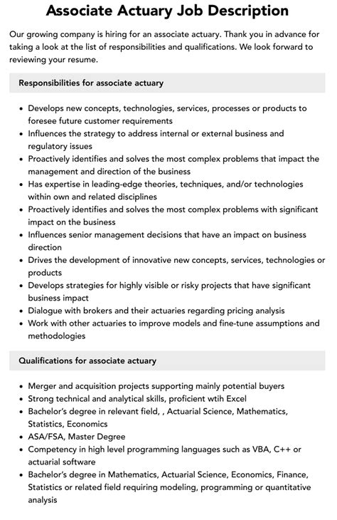 Associate Actuary Job Description Velvet Jobs