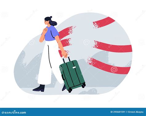 Person Moving Abroad Leaving Departing To Another Country Woman