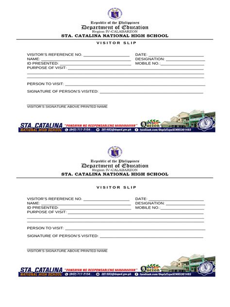 Visitor Slip Template Pdf