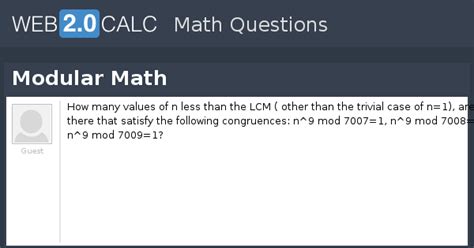 View Question Modular Math