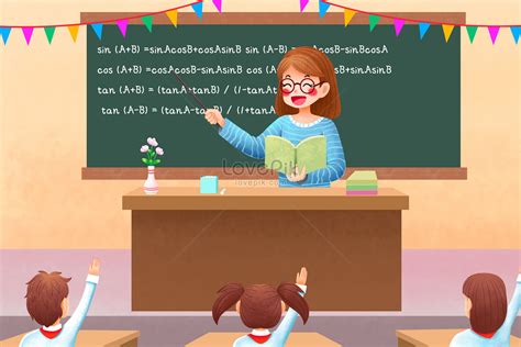 수업 시간에 교사와 학생 일러스트 무료 다운로드 Lovepik