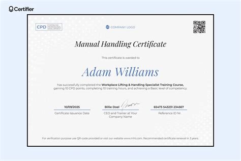 15 Editable Manual Handling Certificate Templates