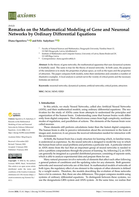 Pdf Remarks On The Mathematical Modeling Of Gene And Neuronal