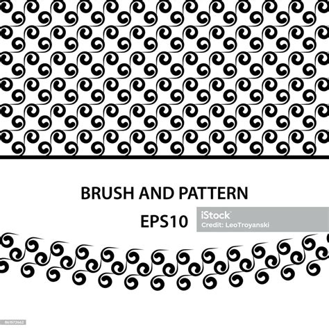 일러스트 레이 터에 대 한 검은 곱슬 브러쉬와 패턴 템플릿입니다 추상 장식 카드 배너 커버 및 패키지에 대 한 설정 개체 그룹에 대한 스톡 벡터 아트 및 기타 이미지