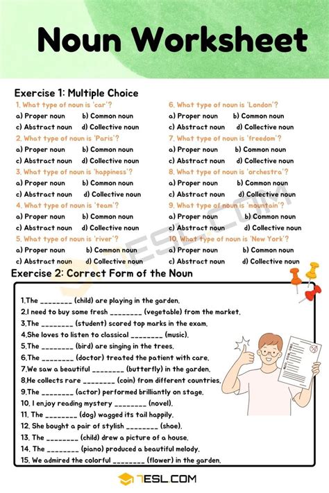 Noun Exercises Noun Worksheet • 7esl In 2025 Nouns Worksheet Nouns