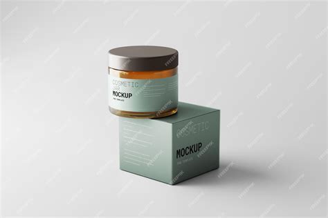 Premium Psd Amber Glass Cosmetic Jar Mockup