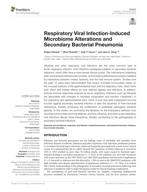 Pdf Respiratory Viral Infection Induced Microbiome Alterations And