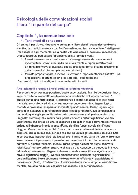 Sintesi Del Libro Le Parole Del Corpo” Di Poggi 2020 Sintesi Del