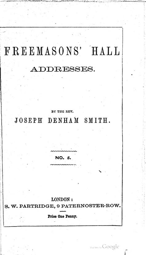 Freemasons Hall Addresses Joseph Denham Smith People Home Plymouth Brethren Archive