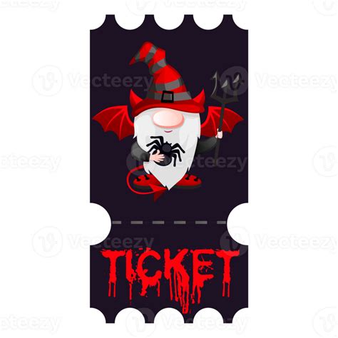 Halloween Ticket Or Entrance Pass With Devil Gnome 46542796 Png