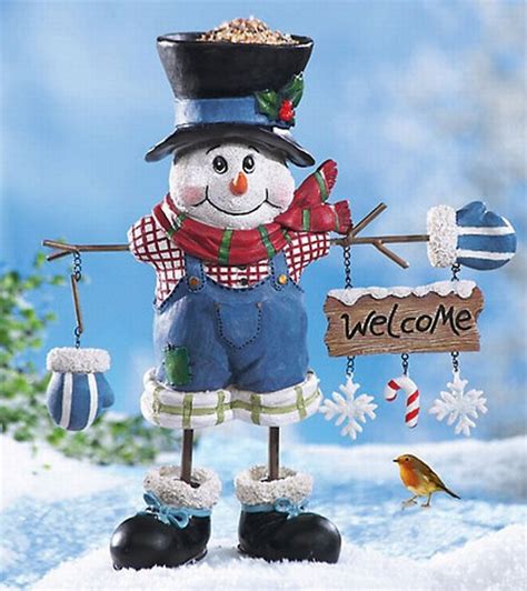 Snowman Lawn Statue Bird Feeder Christmas