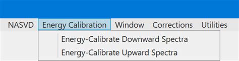 Energy Calibration Menu Energy Calibration Menu