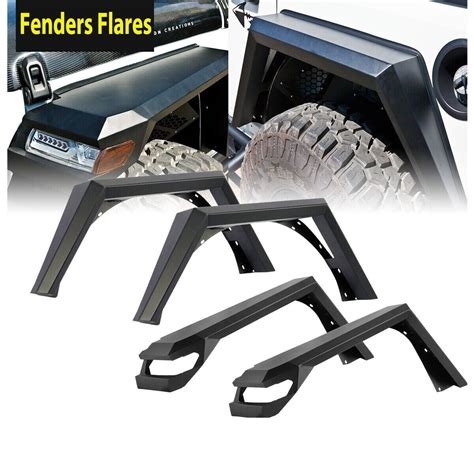 WOLFSTORM Powder Coated Steel Front Rear Fender Flares Set For 2018 2022 Jeep Wrangler JL