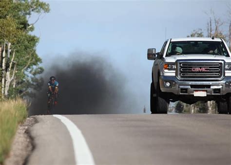 A Truck Rolling Coal On A Cyclist X Post Rbicycling Utah