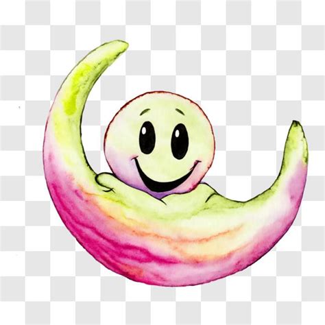Descarga Cara Sonriente De Dibujos Animados En La Luna Creciente PNGs