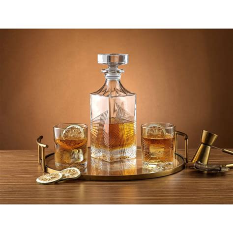 Joyjolt Gatsby Art Deco 7 Piece Whiskey Decanter And Glasses Set T Guru