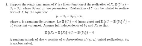 solved 1 suppose the conditional mean of y is a linear