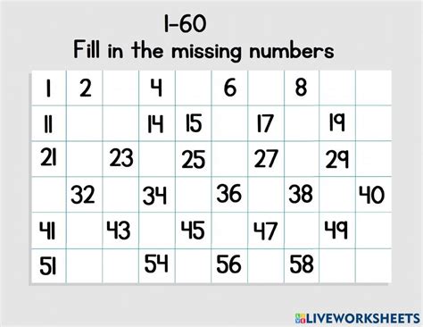 Counting From 1 To 60 Worksheet
