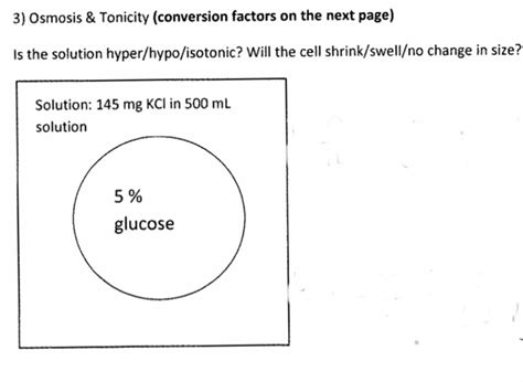 Solved 3 Osmosis And Tonicity Conversion Factors On The Next