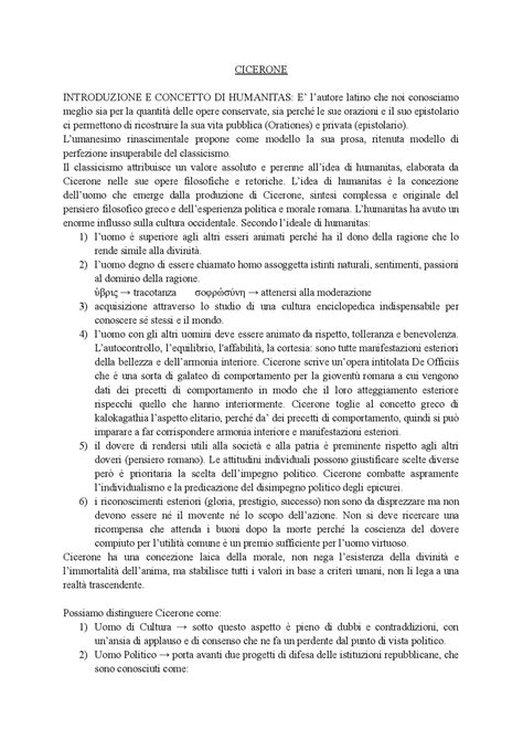 Appunti Di Latino Su Cicerone Vita Orazioni Lingua E Stile Appunti