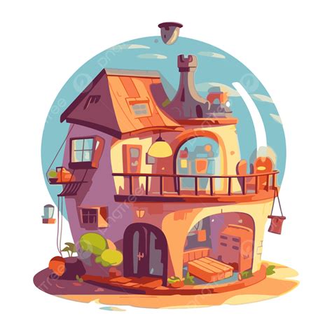Inside House Vector Sticker Clipart Cartoon House With A Small