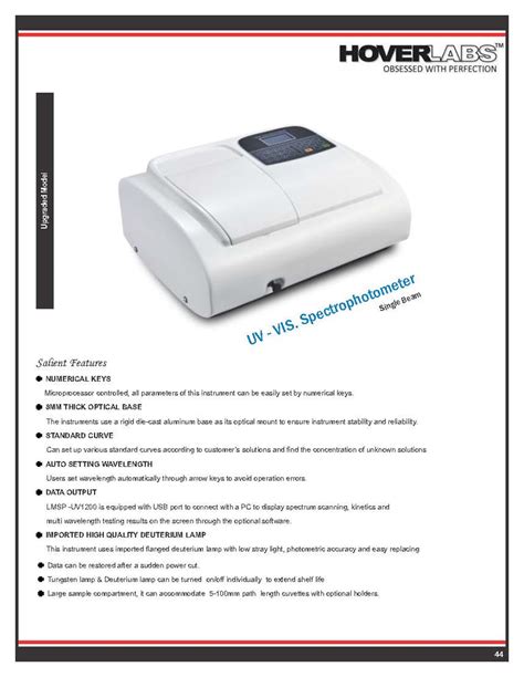Uv Vis Spectrophotometer Single Beam Model No Hv Spuv 1200