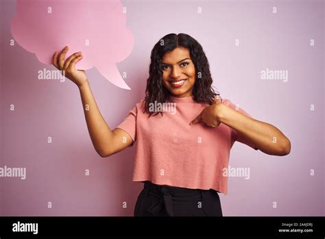 Transsexual Transgender Woman Holding Speech Cloud Bubble Over Isolated