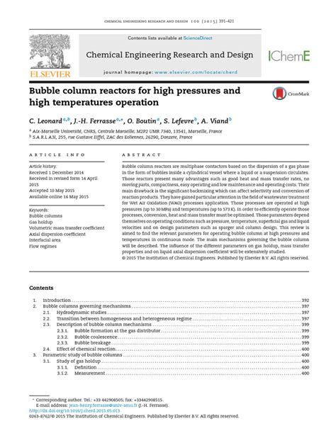 Bubble Column Reactors For High Pressures And 2015 Chemical Engineering Res Pdf Viscosity