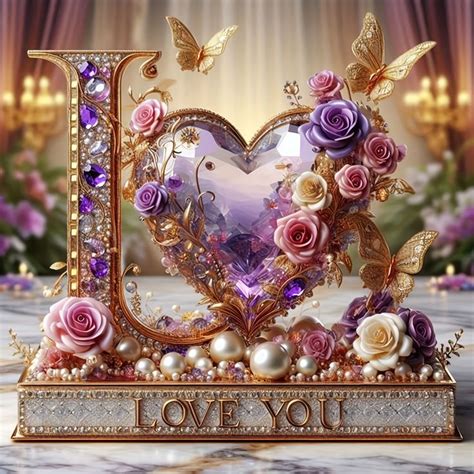 DIY 5D Diamantmaleri Kit Til Voksne LOVE Hjerte Blomster Design
