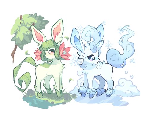 Glaceon And Leafeon Pokemon Drawn By Charamells Danbooru