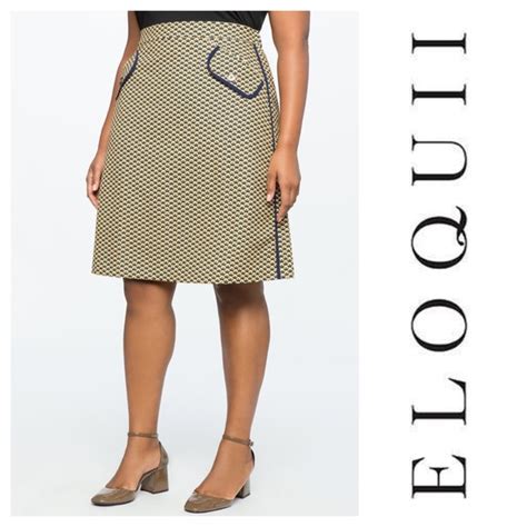 Eloquii Skirts Eloquii Plus Size Printed Aline Skirt With Piping