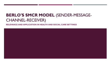 Communication Models Berlos Smcr Model