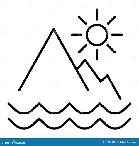 Mountains Landscape Outline Icon Linear Style Sign For Mobile Concept
