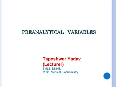 Preanalytical Variables Ppt
