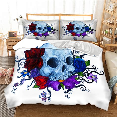 Housse de Couette Tête de Mort Atidor taies d Oreillers Skull