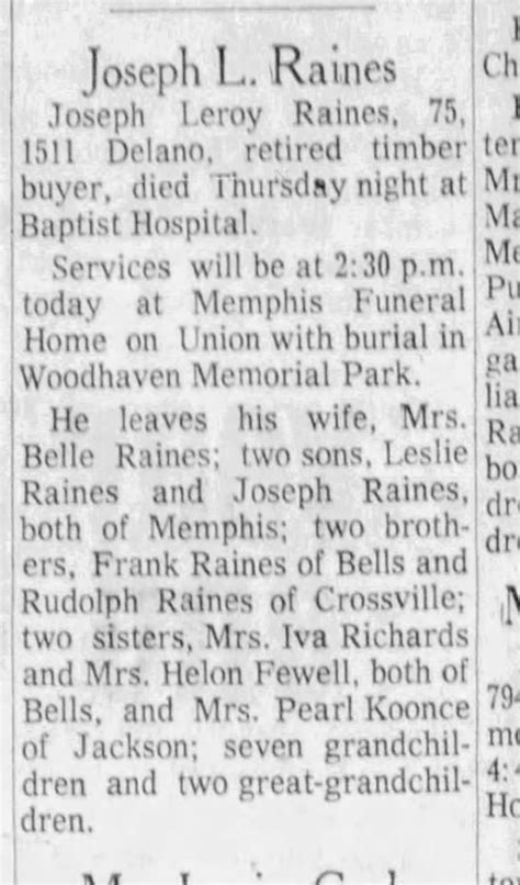 Joseph Raines Obituary