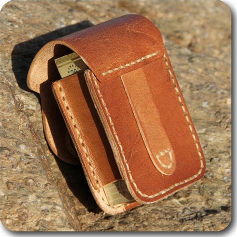 Cool Leather Mens Cigarette Case With Belt Loop Cigarette Holder Light