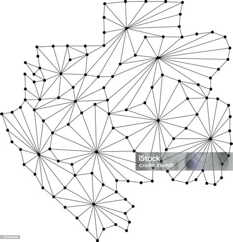 가봉 지도 다각형 모자이크의 네트워크 광선 및 점 벡터 일러스트 레이 션 라인 0명에 대한 스톡 벡터 아트 및 기타 이미지 0명 가봉 개념 Istock