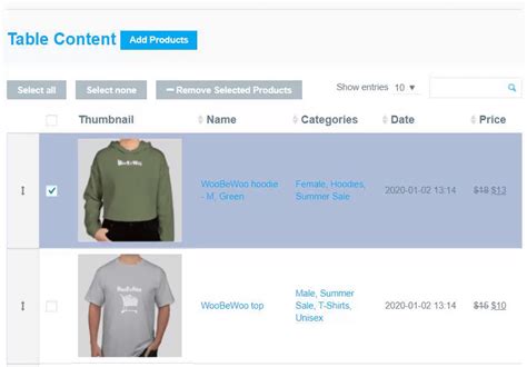 Main Settings For Woocommerce Product Table By Woobewoo