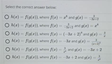 Solved Given The Function H X Below Select The Answer Chegg