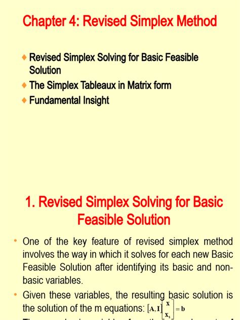 Chapter 4 Revised Simplex Method Pdf Matrix Mathematics