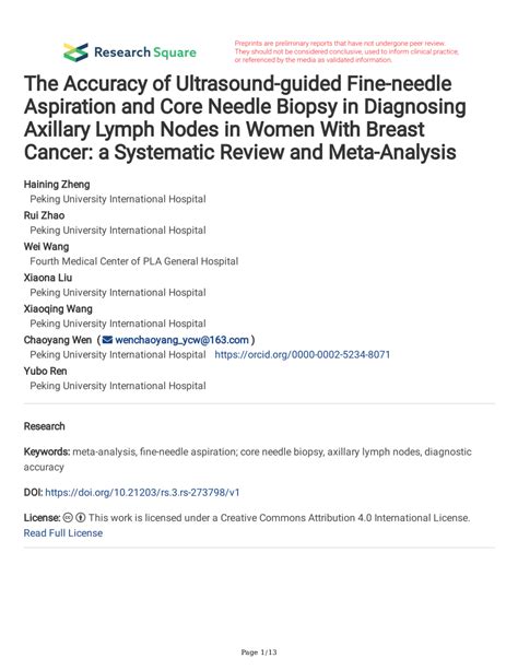 Pdf The Accuracy Of Ultrasound Guided Fine Needle Aspiration And Core